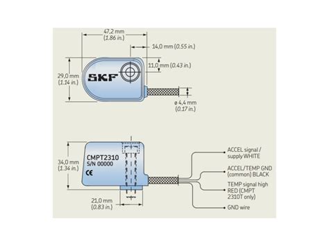 Skf Cmpt 2310 Accelerometer For Heavy Duty Environments Integral Braided Cable Side Exit