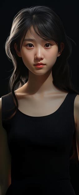 Una Linda Chica Asiática Un Impresionante Retrato Renderizado En 3d En