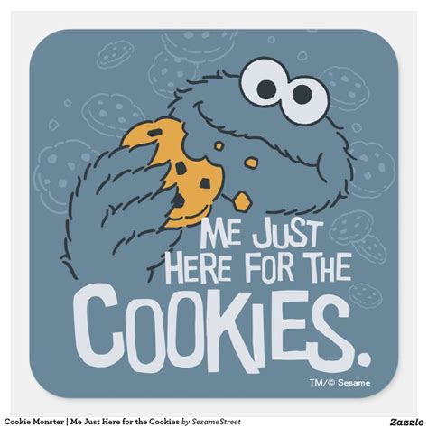 Cookie Monster Me Just Here For The Cookies Square Sticker Zazzle