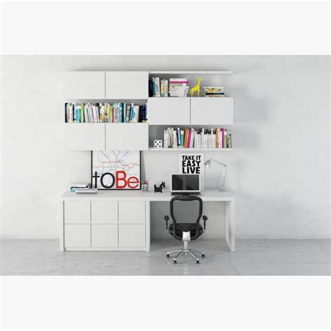 Modern Home Office Setup 05 3d Model Download Furniture Set On