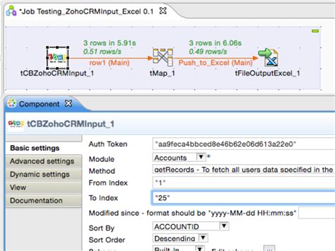 TCBZohoCRMInput Talend Custom Components Talend Skill
