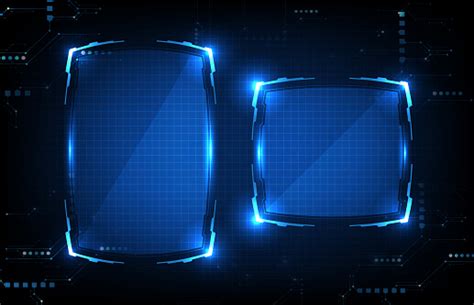 블루 빛나는 기술 공상 과학 프레임 Hud Ui의 추상적 미래 배경 헤드업 디스플레이 그래픽 사용자 인터페이스에 대한 스톡 벡터 아트 및 기타 이미지 헤드업 디스플레이