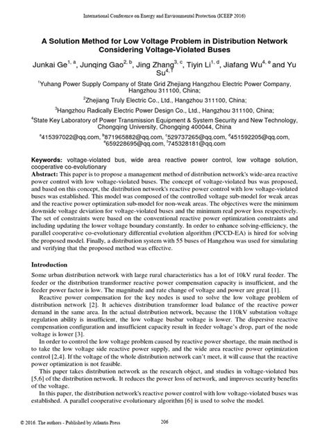 A Solution Method For Low Voltage Problem In Distribution Network