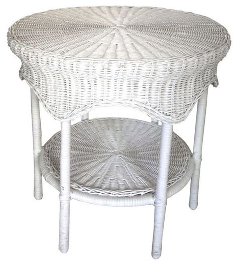 Pre Owned White Wicker Table Beach Style Side Tables And End Tables