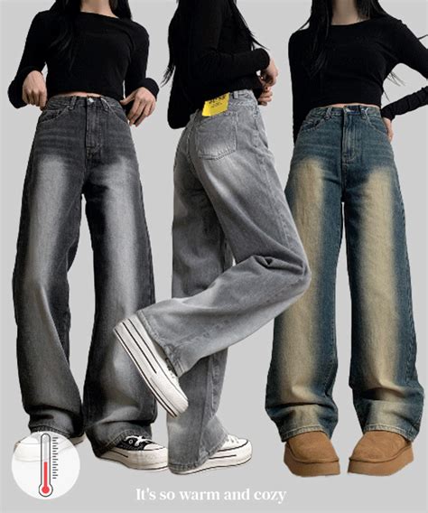 기모3단기장 윈터 와이드데님팬츠 에이블리