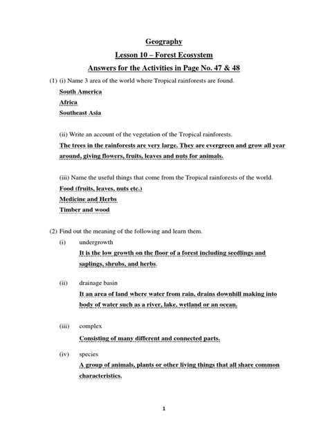 Geography Lesson 10 Answers Download Free Pdf Trees Rainforest
