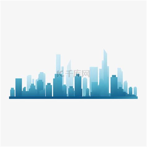 蓝色都市城市建筑天际线剪影素材图片免费下载 千库网