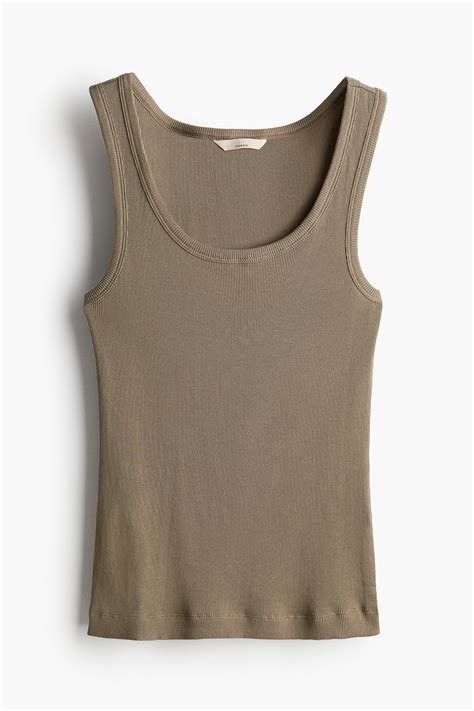 Silk Blend Tank Top Dark Beige Ladies Handm Us