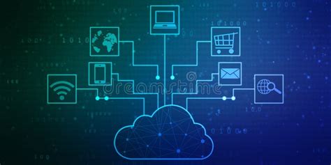 2d Illustration Of Cloud Computing Digital Cloud Computing Concept