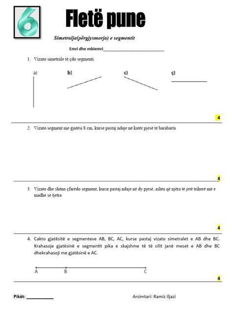 Fletë Pune Simetralja E Segmentit Pdf