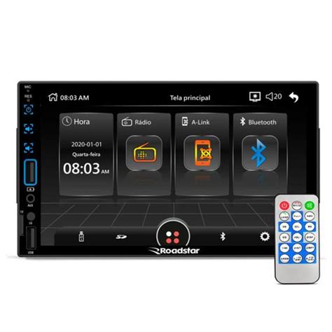 Central Multimídia Mp5 Roadstar Tela 7 Polegadas Espelhamento Bluetooth