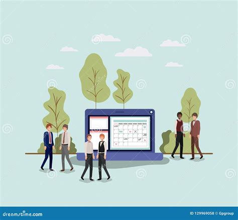 Mini People With Laptop Computer Stock Vector Illustration Of Network