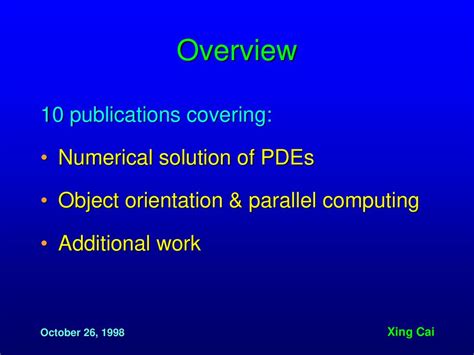 Ph D Thesis Numerical Solution Of PDEs And Their Object Oriented Parallel Implementations Xing