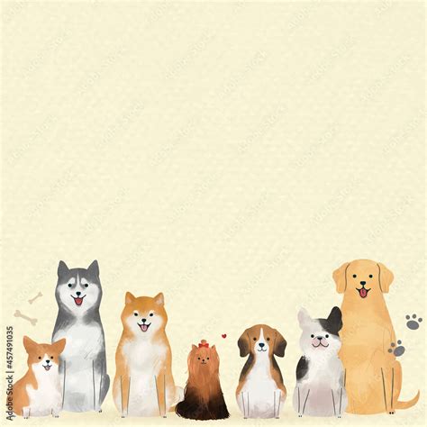 Dog Background Vector With Cute Pets Illustration Stock Vector Adobe