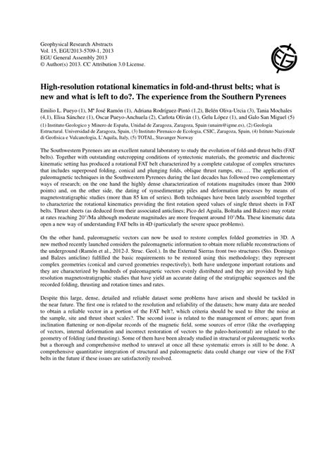 Pdf High Resolution Rotational Kinematics In Fold And Thrust Belts
