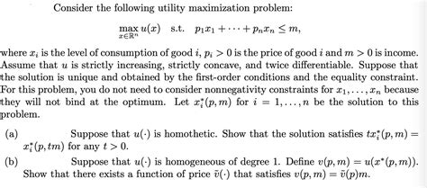 Consider The Following Utility Maximization Problem Chegg