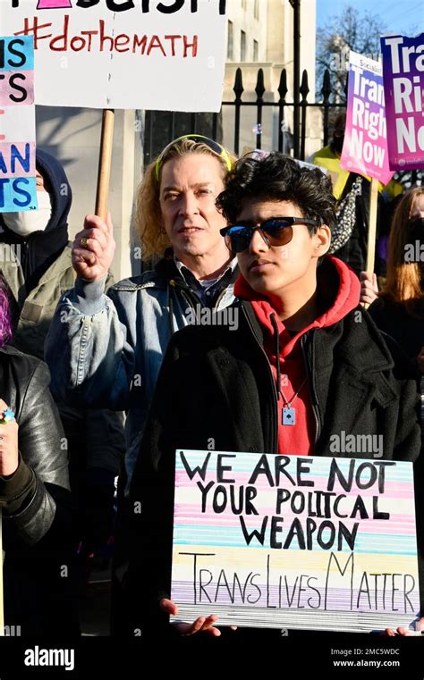 London Uk Trans Activists Protest Opposite Downing Street Against The