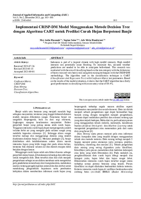 pdf implementasi crisp dm model menggunakan metode decision tree