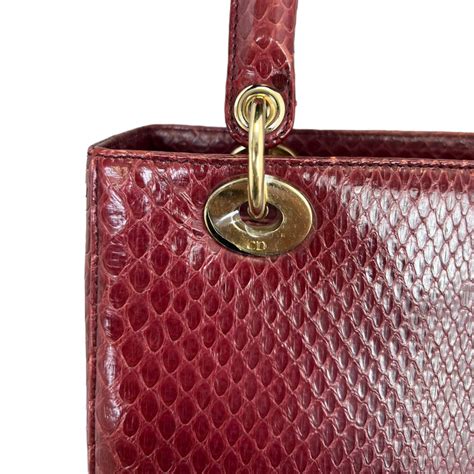 Medium Lady Dior Python Burgundy Ghw Bag Religion