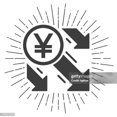 Yen Decrease Icon With Sunbursts On White Background High Res Vector