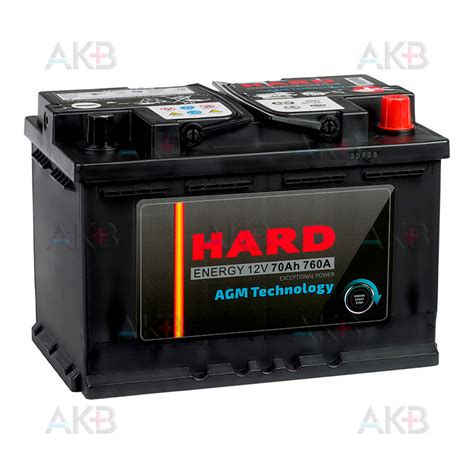 Купить Автомобильный аккумулятор HARD AGM 70Ah 760A (278x175x190) с ...