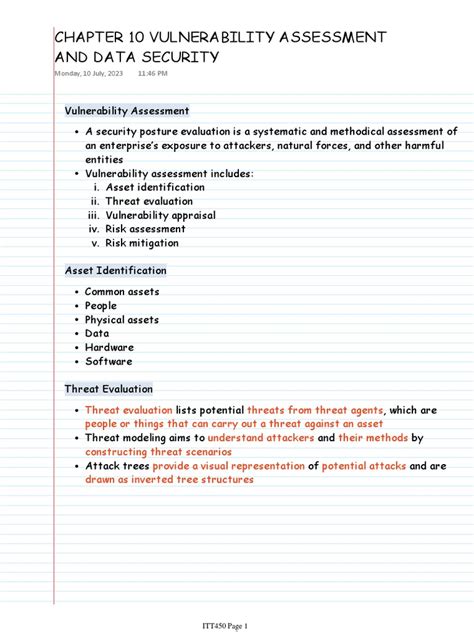 Chapter 10 Vulnerability Assessment And Data Security Pdf