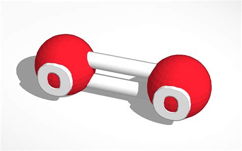 3d Design Simple O2 Molecule Oxygen Gas Tinkercad