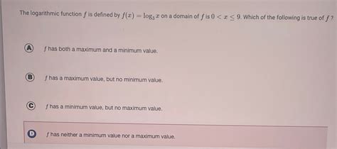 Solved The Logarithmic Function F ﻿is Defined By Fxlog3x