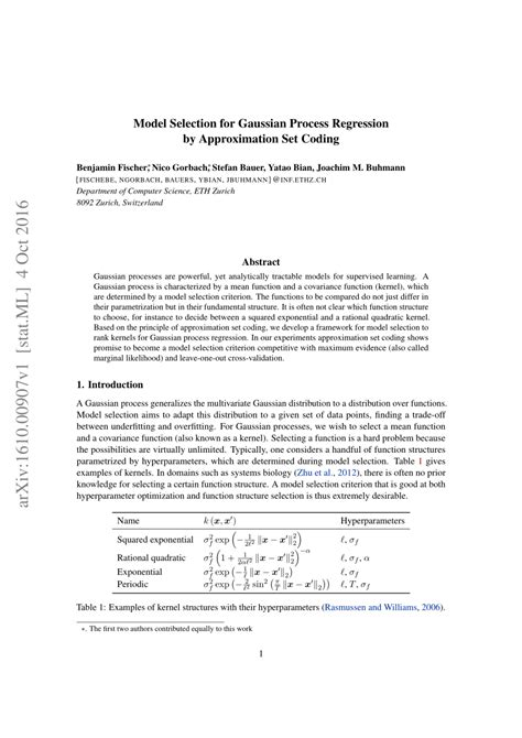 Pdf Model Selection For Gaussian Process Regression By Approximation