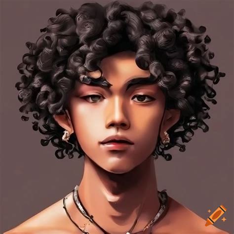 Japanese Anime Inspired Male Character With Dark Brown Skin And Black