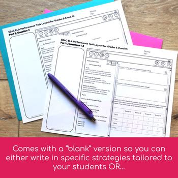 SBAC CAASPP ELA Grades 6 8 And 11 Performance Task Cheat Sheet CCSS Test Prep