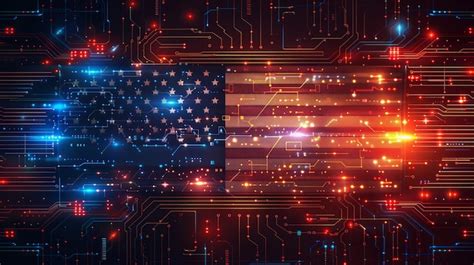 Premium Photo American Flag Intertwined With Digital Symbols