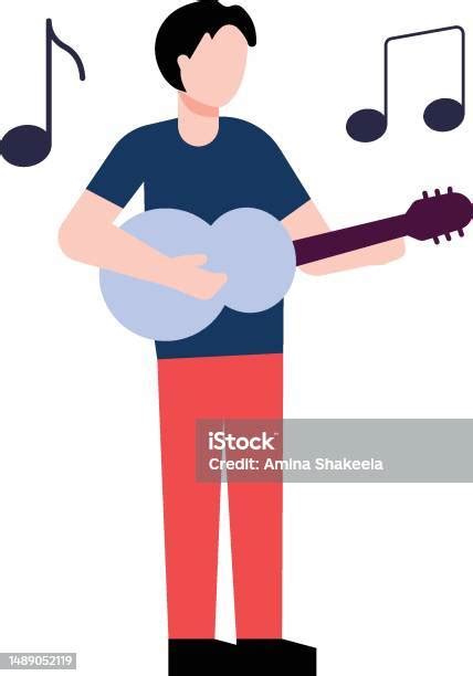소년은 기타를 치고 있다 공연에 대한 스톡 벡터 아트 및 기타 이미지 공연 귀여운 기타 연주자 Istock