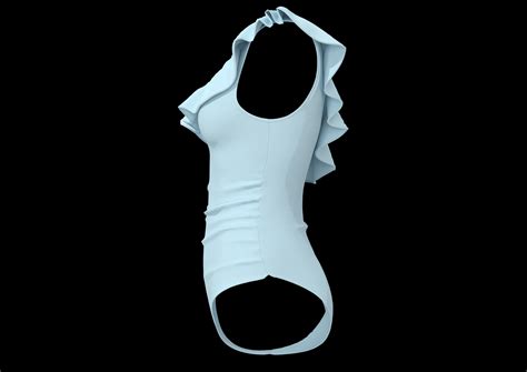 Light Blue Ruffled One Piece Swimsuit Free Vr Ar Low Poly 3d Model