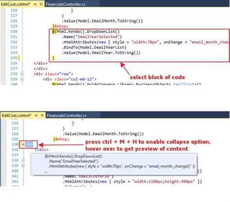 Visual Studio Collapse And Expand Sections Of Code