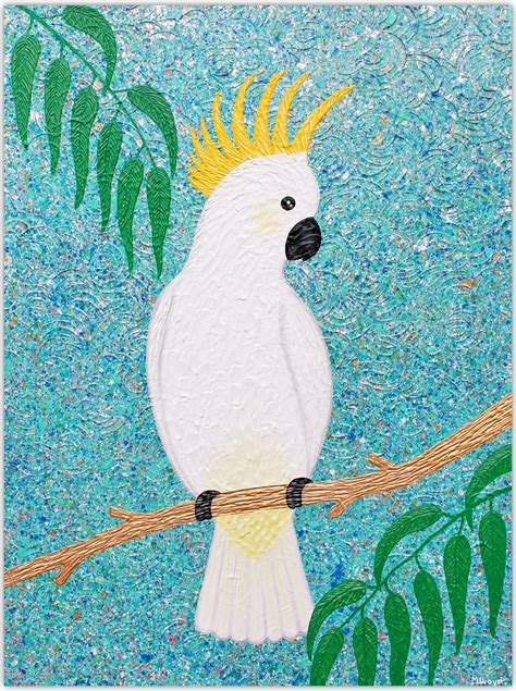 Sulphur Crested Cockatoo Abstract Textured By Miranda Lloyd