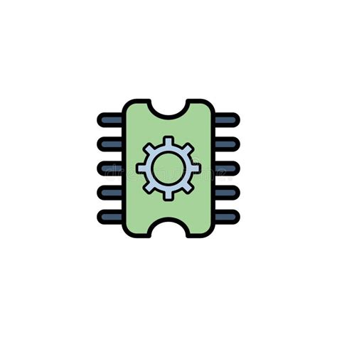 computer chip flat vector icon sign symbol stock vector illustration