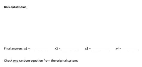 solve the 4×4 linear system ax b using gaussian