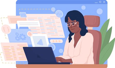 Software Engineer At Work 2d Vector Isolated Illustration Coding Flat