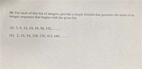 Solved For Each Of This List Of Integers Provide A Chegg