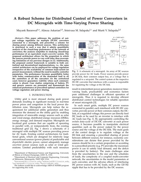 Pdf A Robust Scheme For Distributed Control Of Power Converters In Dc Microgrids With Time