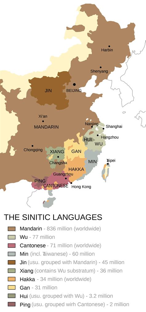 Map Of Sinitic Languages •
