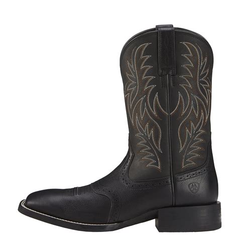Ariat Mens Black Sport Wide Square Toe Western Boot 10016292