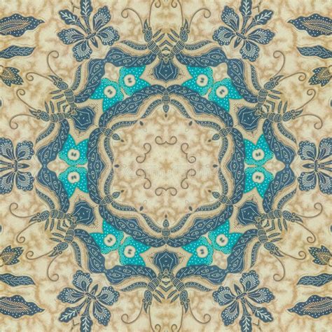 Pola Simetris Abstrak Batik Indonesia Dalam Warna Krem Motif Bunga