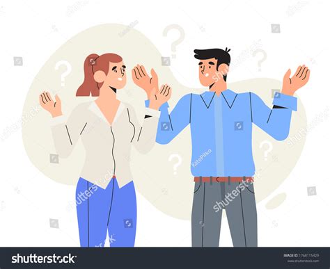 Two Thoughtful Characters Question Marks Solving Stock Vector Royalty