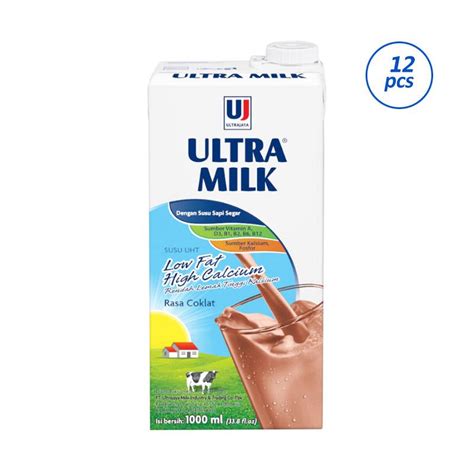 Jual Ultra Milk Susu UHT Low Fat High Calcium Coklat 12x1000mL Di