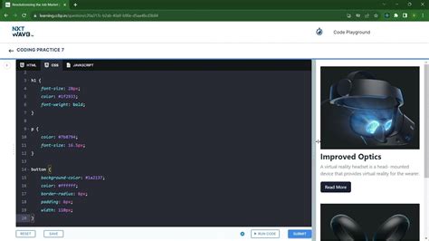 vr website optics and controllers coding practice 7 html css