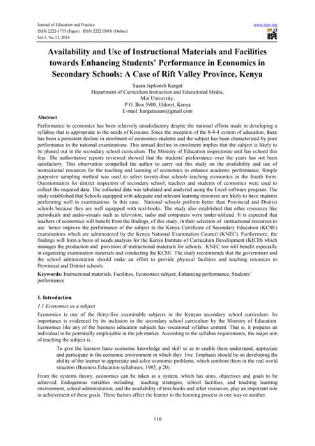 Availability And Use Of Instructional Materials And Facilities Pdf