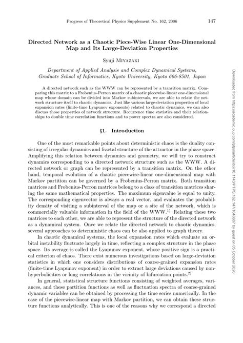 pdf directed network as a chaotic piece wise linear one dimensional