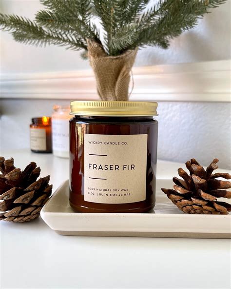Fraser Fir Soy Candle Amber Jar Candle Pine Candle Holiday Etsy
